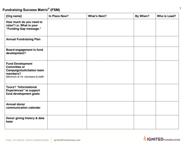 Fundraising Success Matrix - Ignited Fundraising